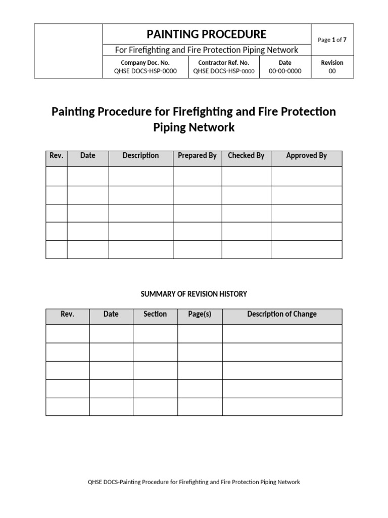 Painting Procedure For Firefighting and Fire Protection Piping Network ...