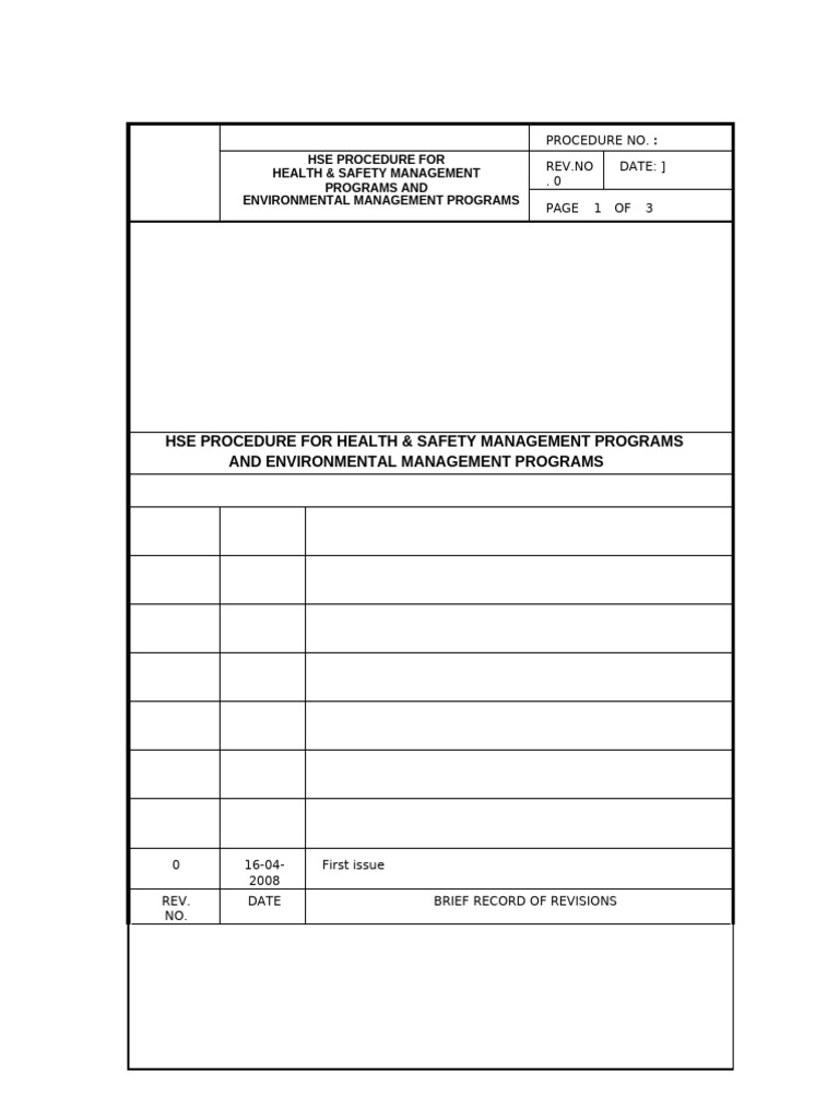 HSE Health & Safety Management Procedures | PDF | Occupational Safety And Health | Safety