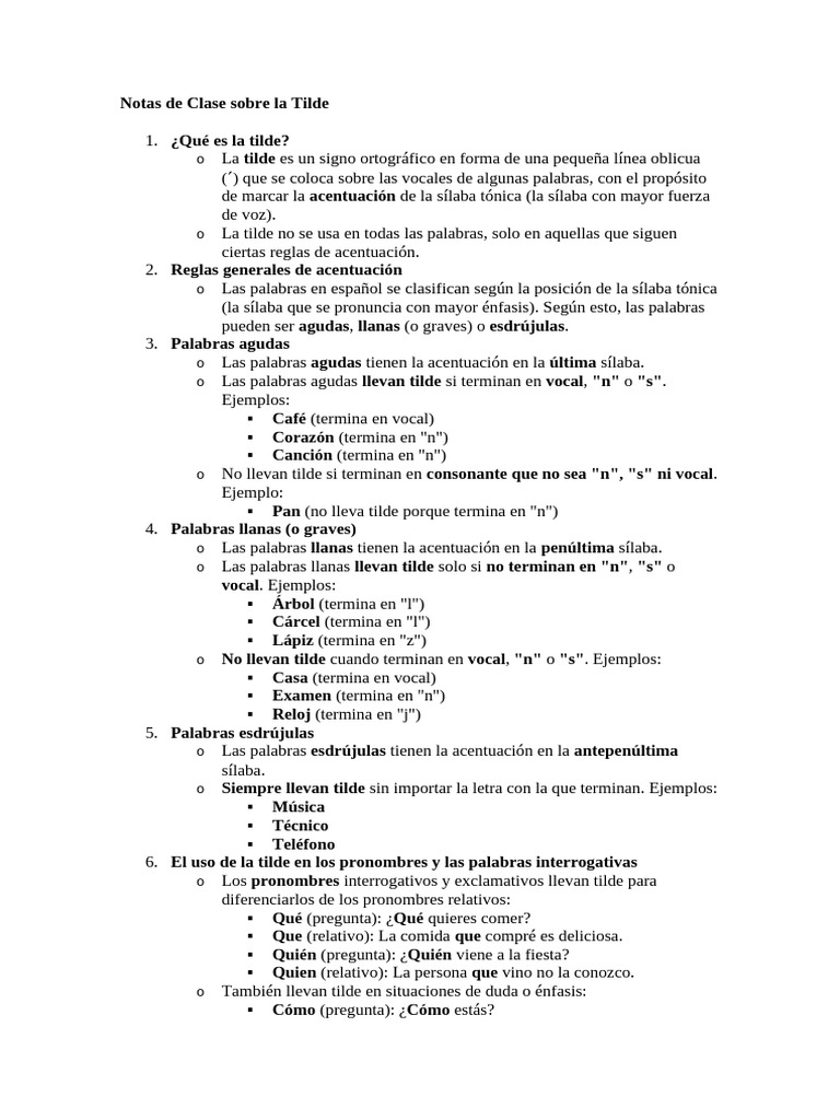 Notas de Clase Sobre La Tilde | PDF | Fonética | Idiomas