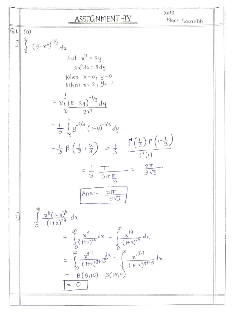 Math Assignment-4 Answers | PDF
