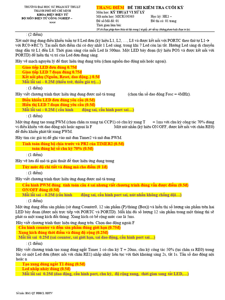 8f - Thang Diem - KT VXL - Dai Tra - 12 - 2022 - HK1 | PDF