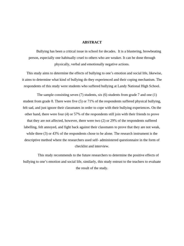 ABSTRACT | PDF | Bullying | Psychology