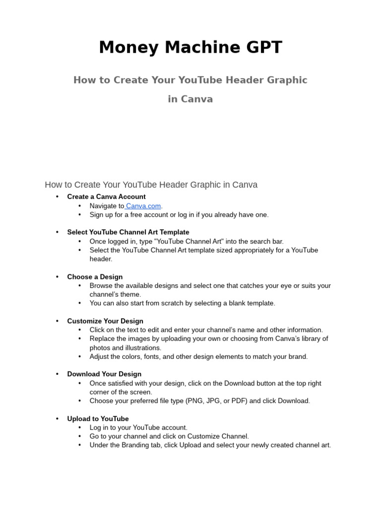 How To Create Your YouTube Header Graphic in Canva | PDF