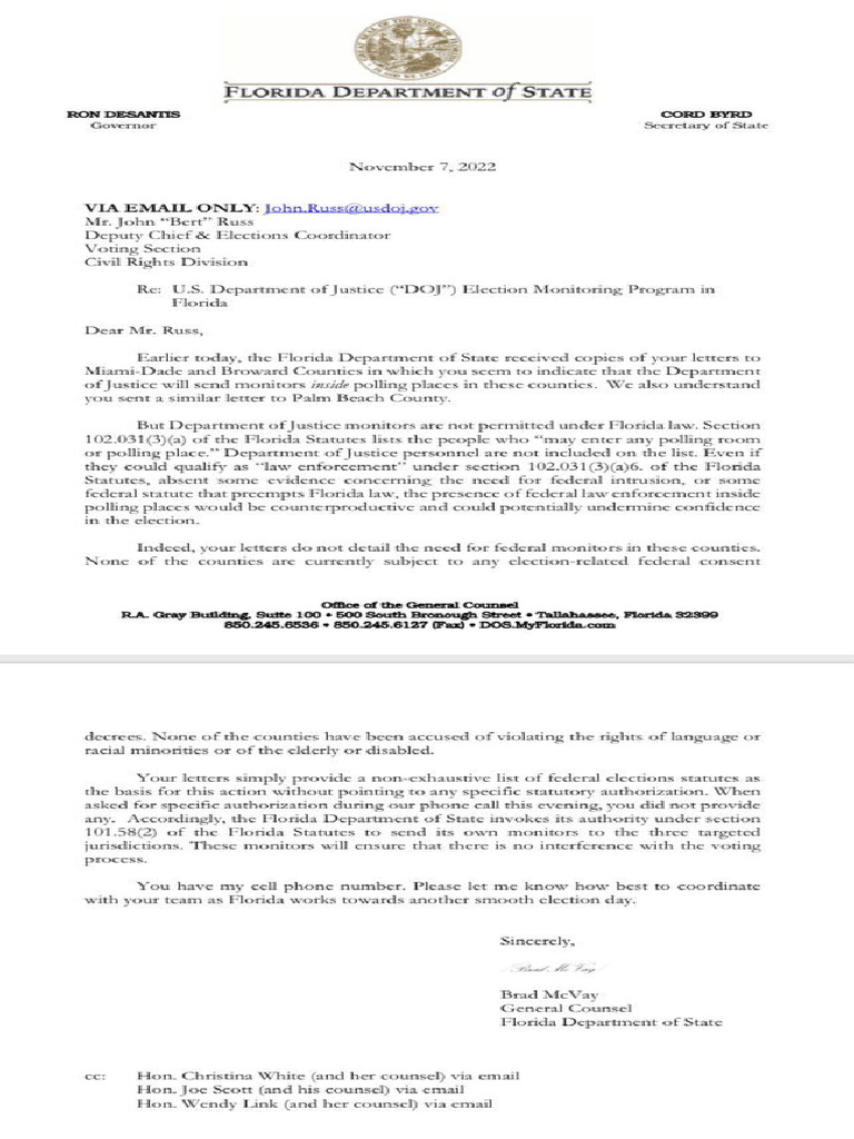 11-02-2024 - Florida Rejects DOJ Monitors | PDF