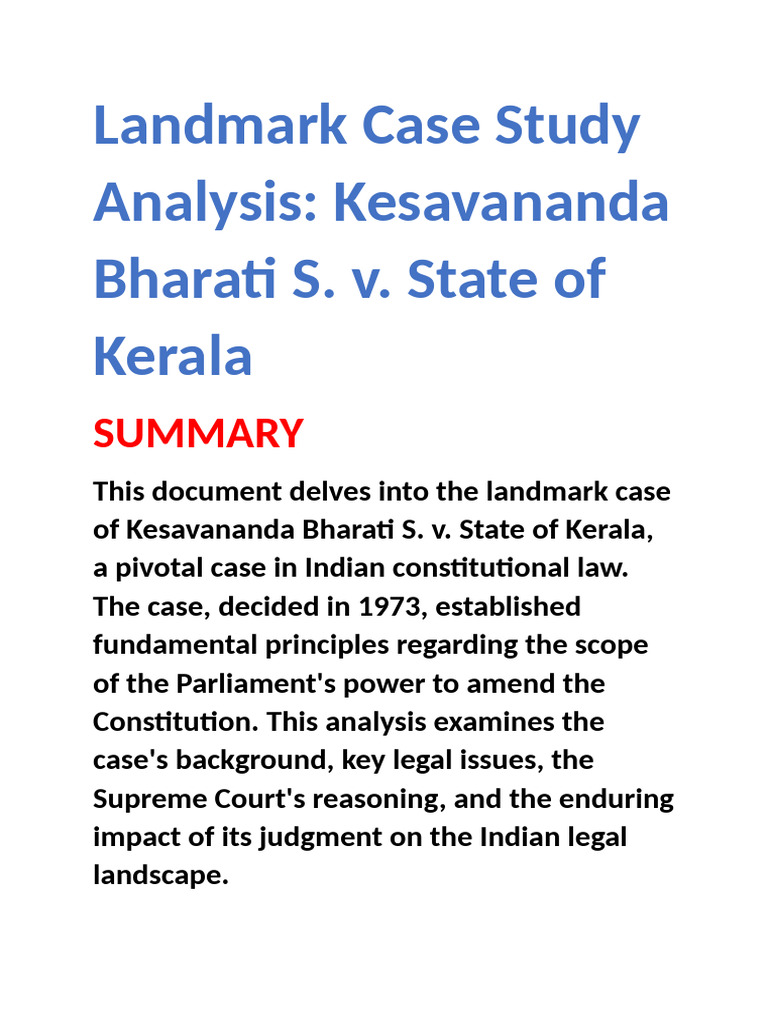Landmark Case Study Analysis | PDF | Constitution | Judiciaries