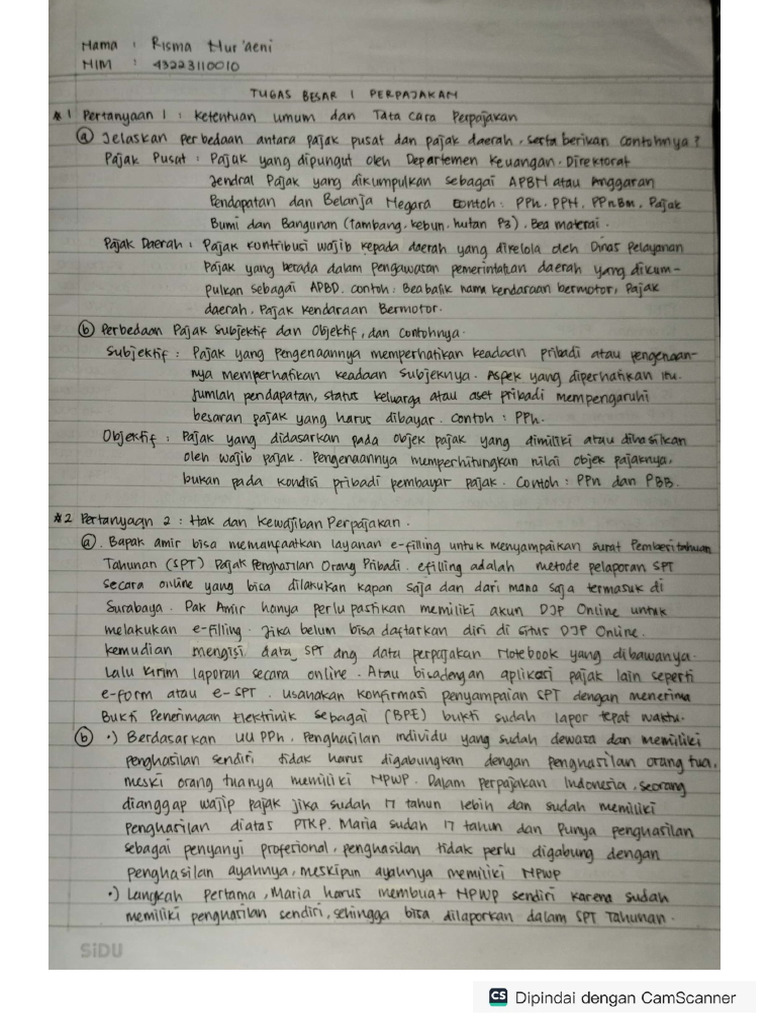 Perpajakan TB01 05 RISMANURAENI 43223110010 | PDF