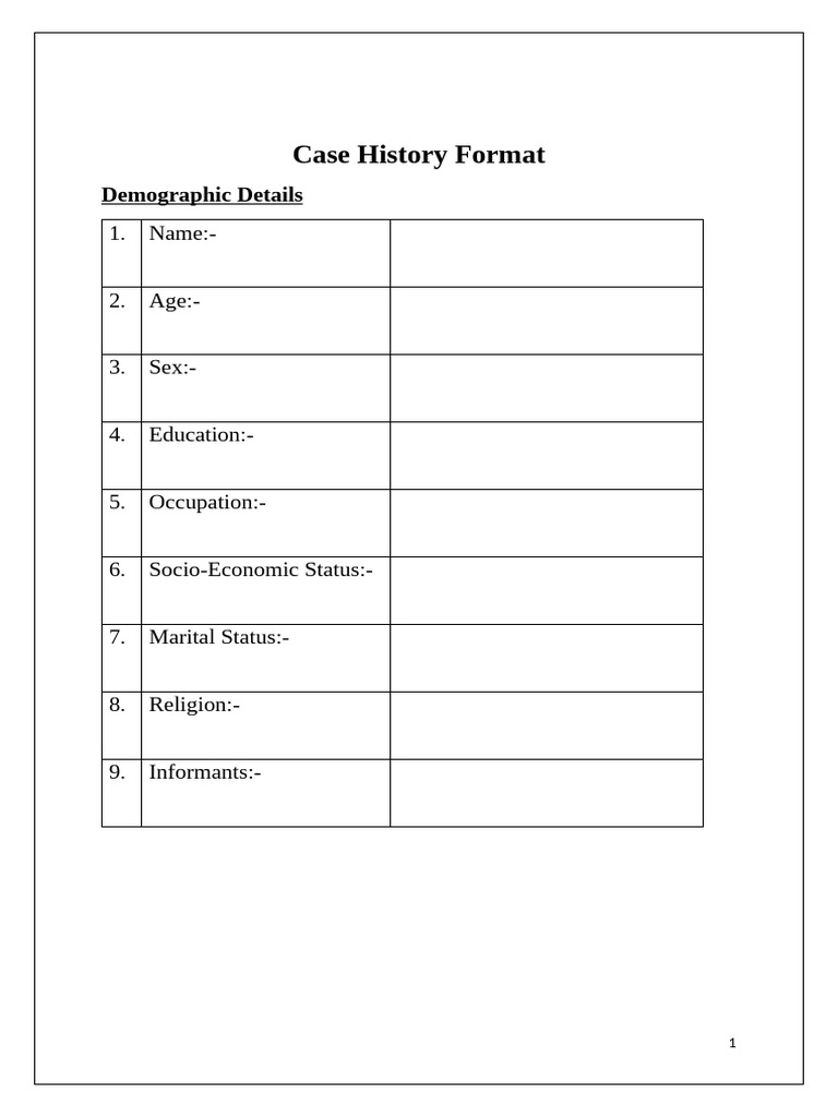 Case History Format | PDF
