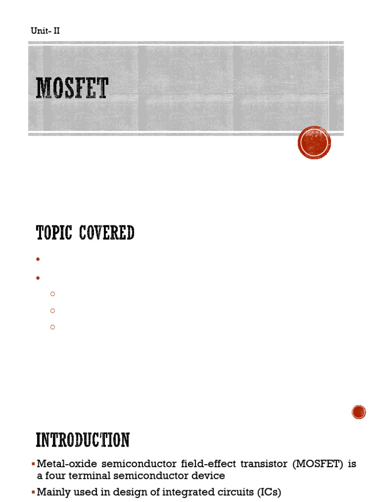 MOSFET Overview: Enhancement Type Basics | PDF | Field Effect ...