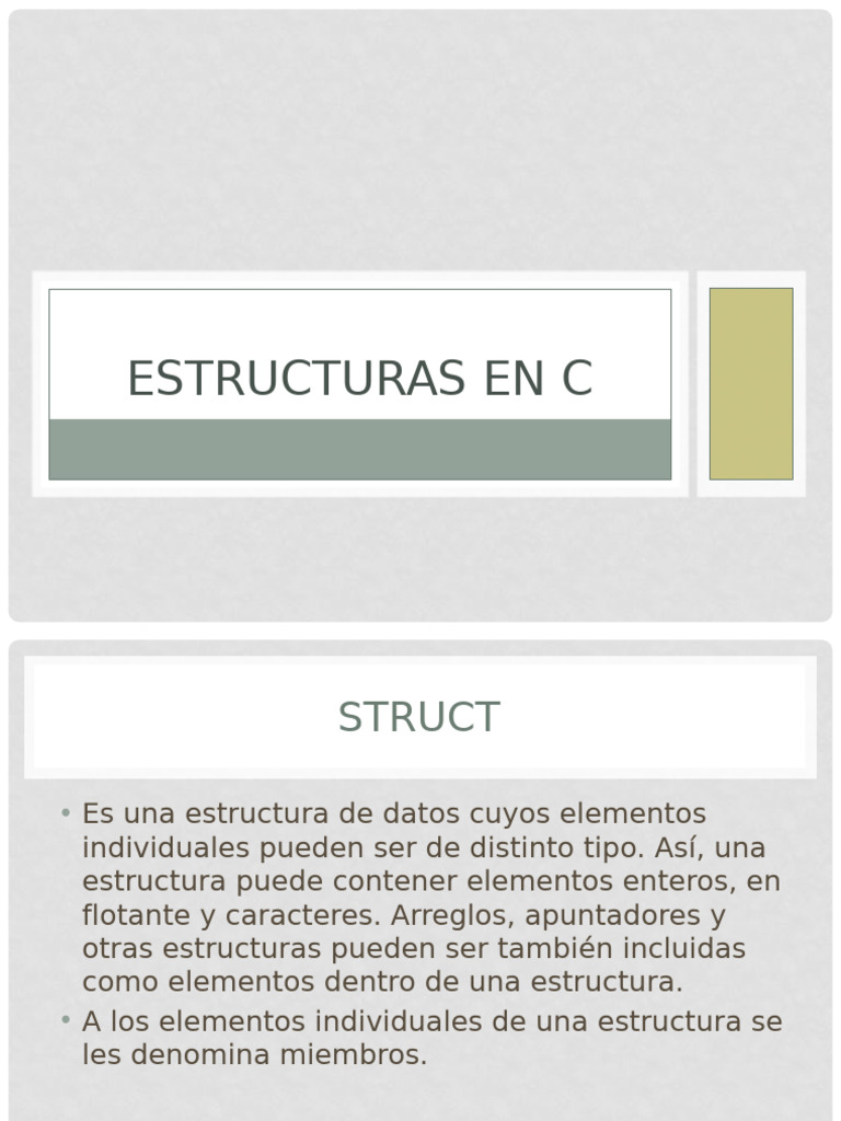 Estructuras en C | PDF | Variable (informática) | Tipo de datos