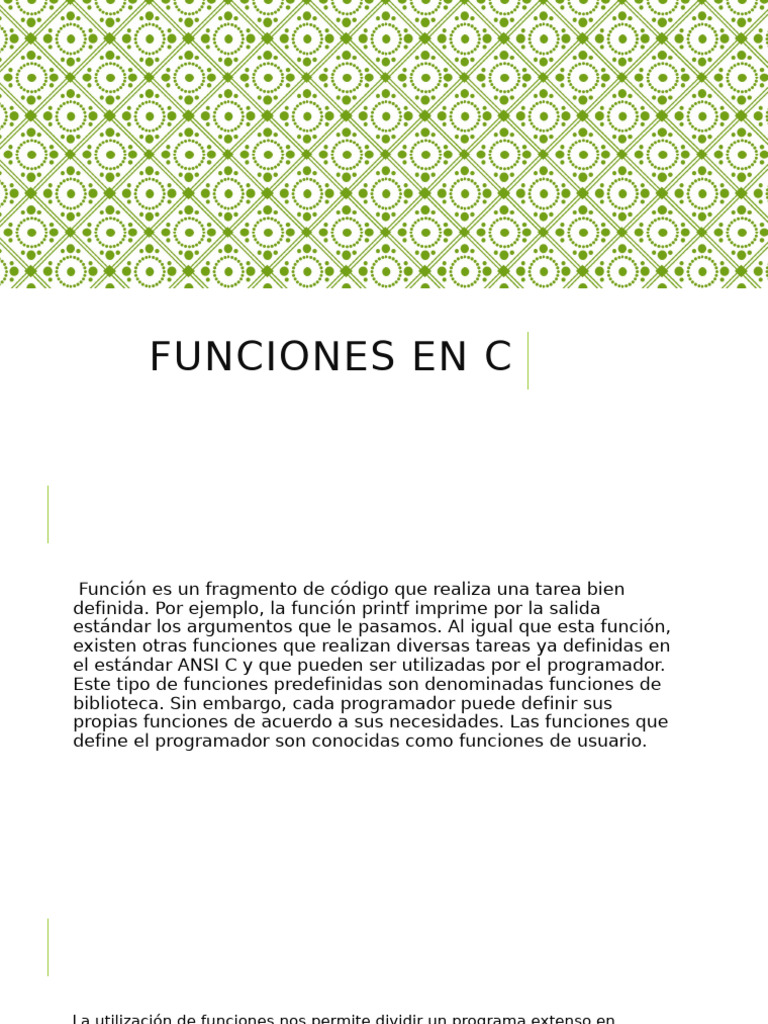Funciones en C | PDF | Función (Matemáticas) | Programa de computadora