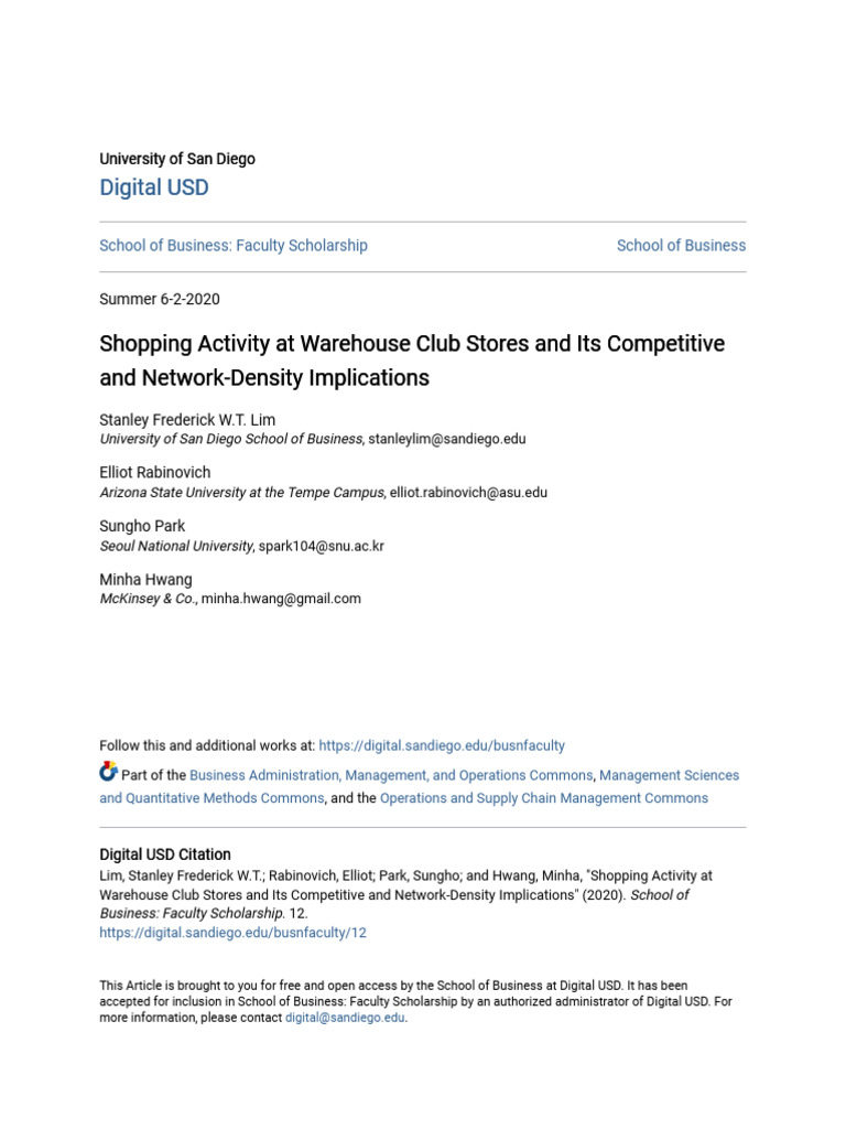 Shopping Activity at Warehouse Club Stores and Its Competitive An | PDF ...