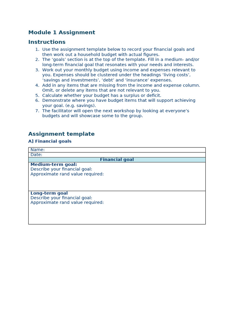 Motheo Module 1 Assignment Template | PDF | Cost Of Living | Government ...