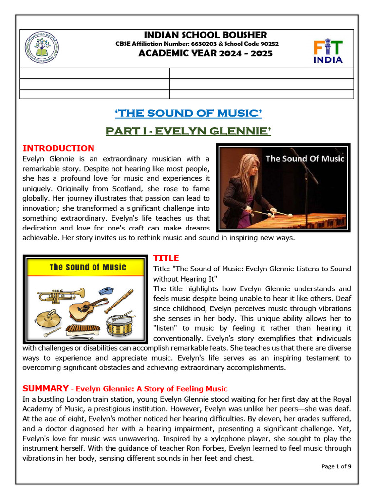 Evelyn Glennie: A Journey of Resilience | PDF | Hearing Loss | Deafness