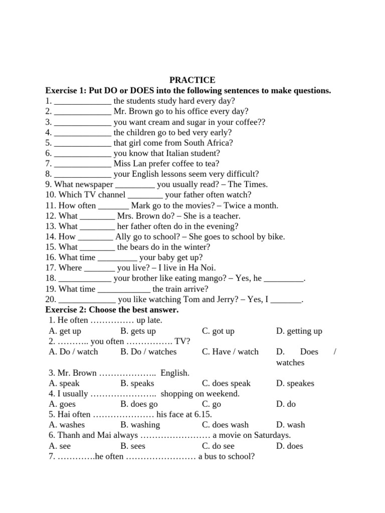 PRACTICE | PDF | Lunch
