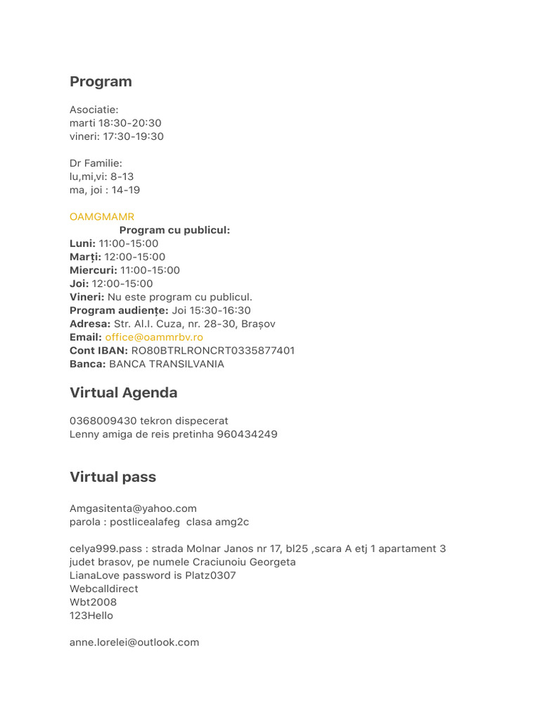 OAMGMAMR Public Schedule and Contact Info | PDF