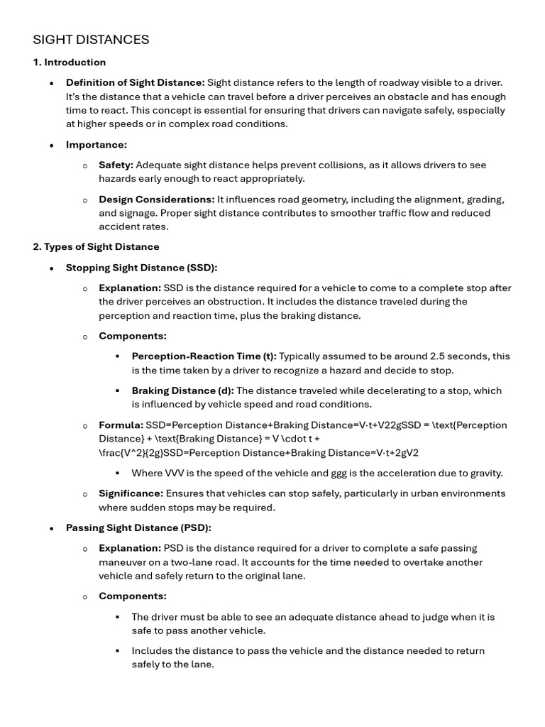 SIGHT DISTANCES | PDF | Road | Transport