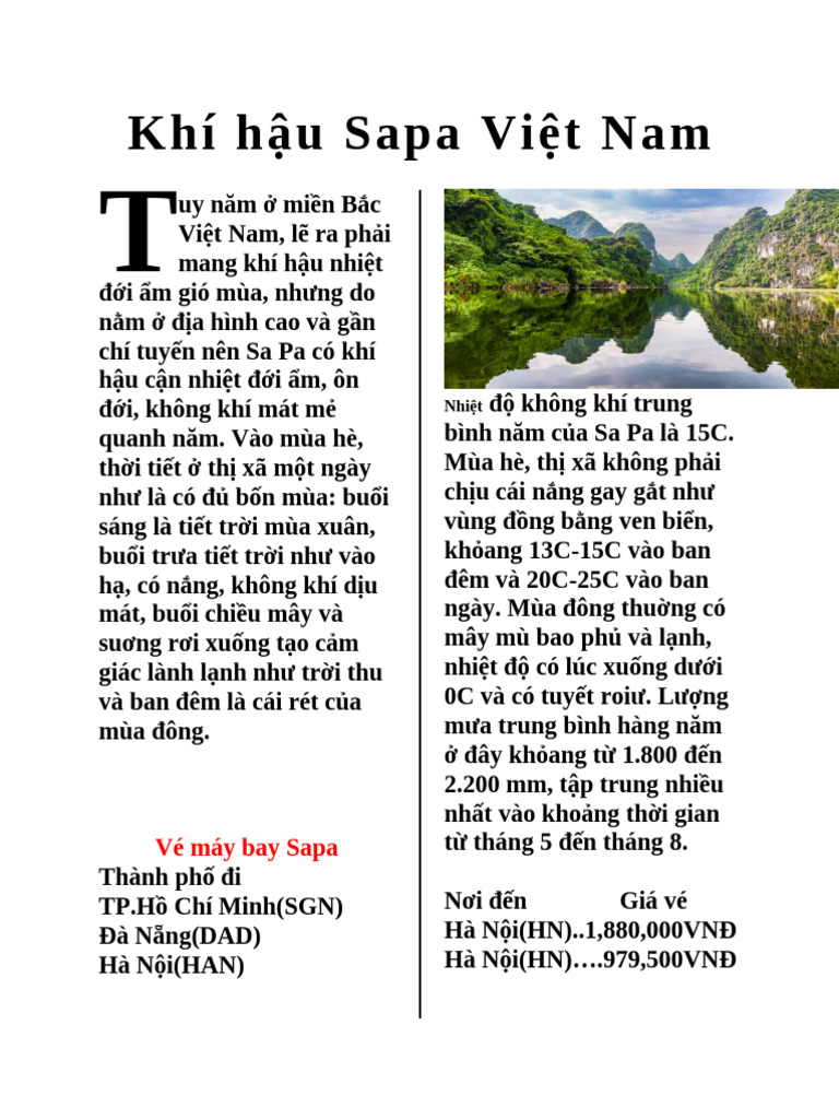 Khí hậu Sapa Việt Nam | PDF