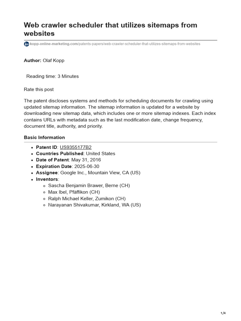 Sitemap-Based Web Crawler Scheduler | PDF | Search Engine Optimization ...