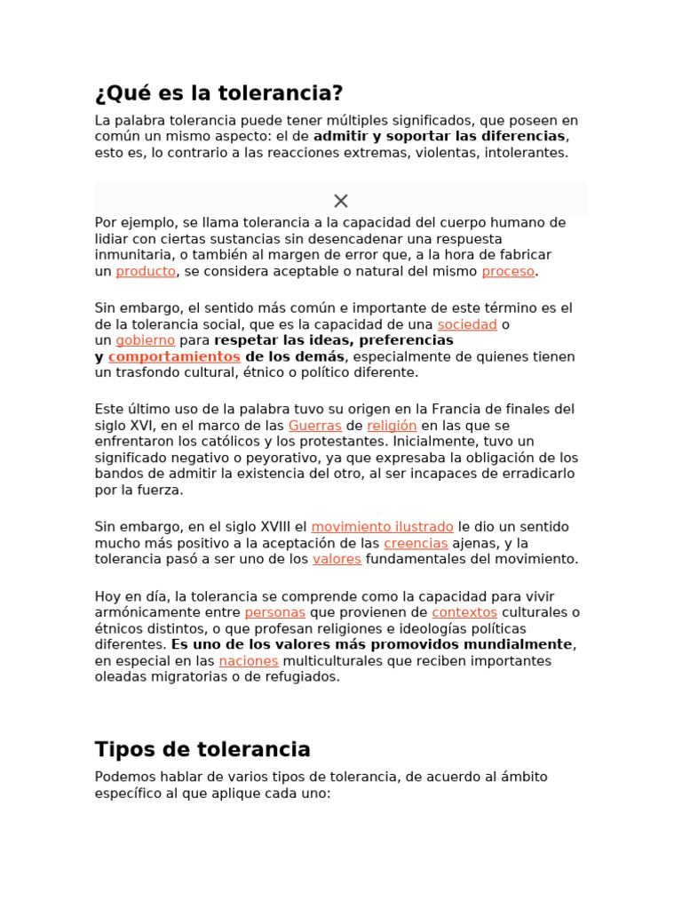 Qué Es La Tolerancia | PDF | Tolerancia | Derechos humanos