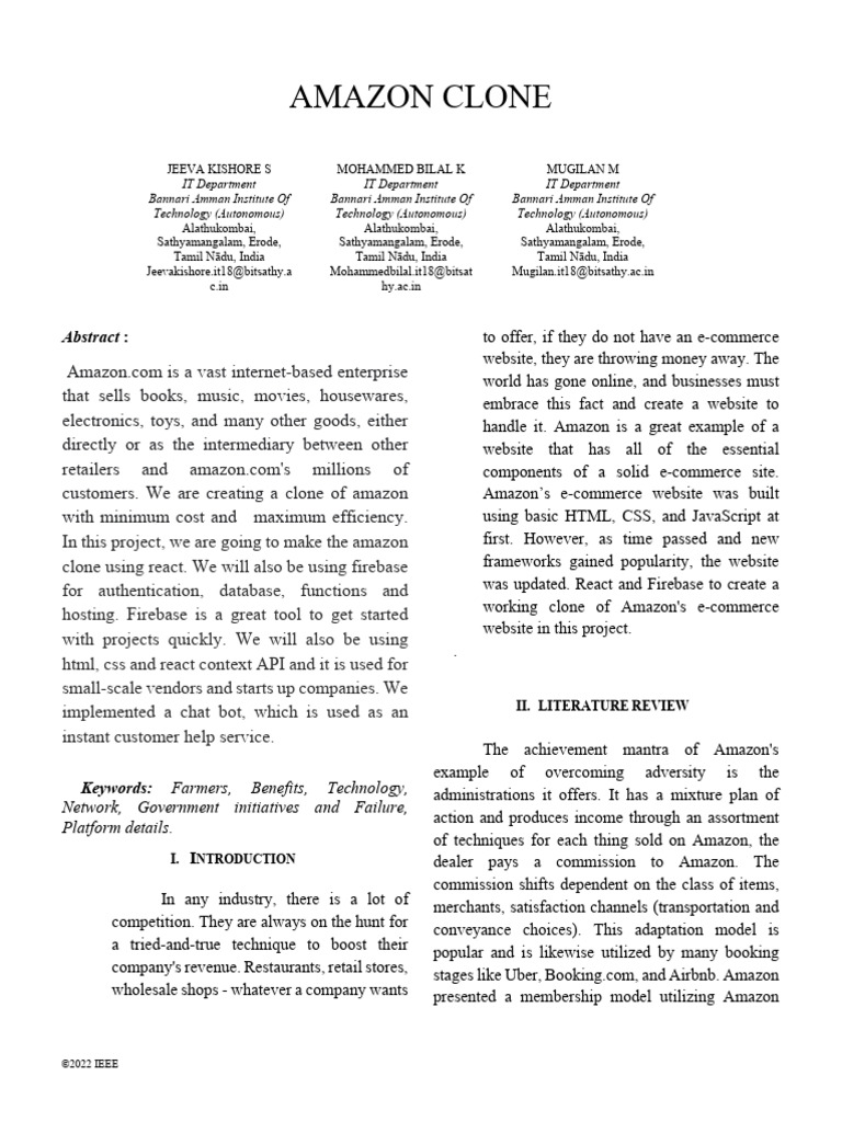 Amazon Clone Research Paper | PDF | Databases | E Commerce