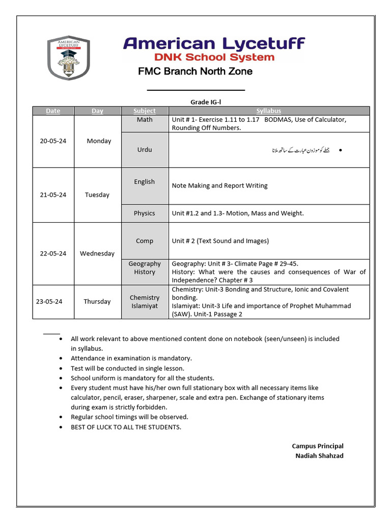 Test 2 Schedule IG 1 | PDF