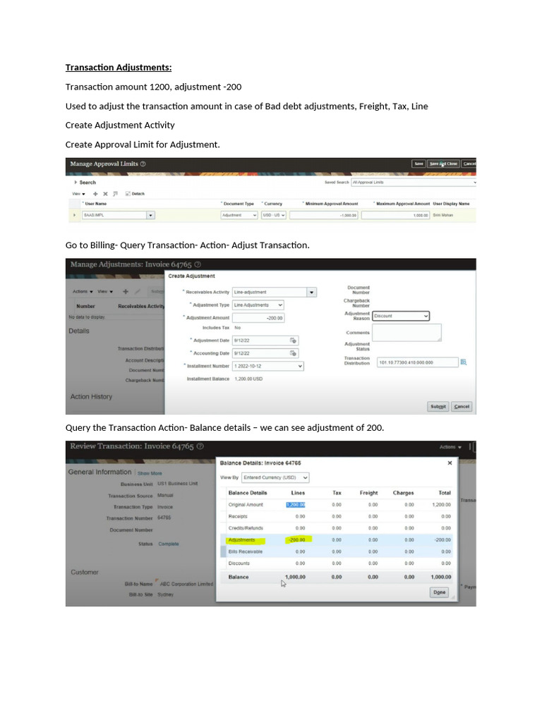 Transaction Adjustments | PDF | Finance & Money Management