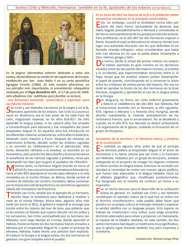 Santos Cirilo y Metodio II | PDF