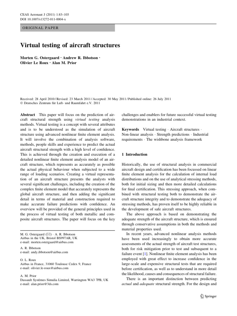 Virtual Load Testing in Aircraft Design | PDF | Finite Element Method ...