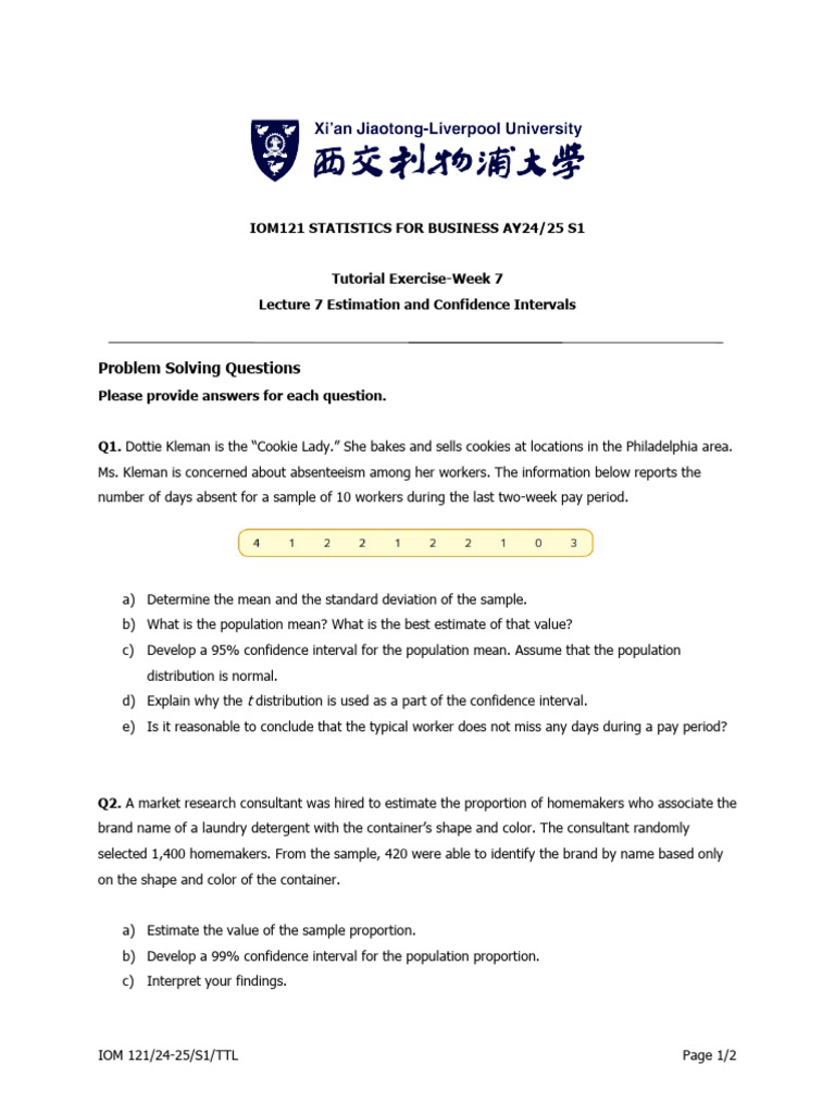 Estimation & Confidence Intervals Tutorial | PDF | Confidence Interval | Sampling (Statistics)