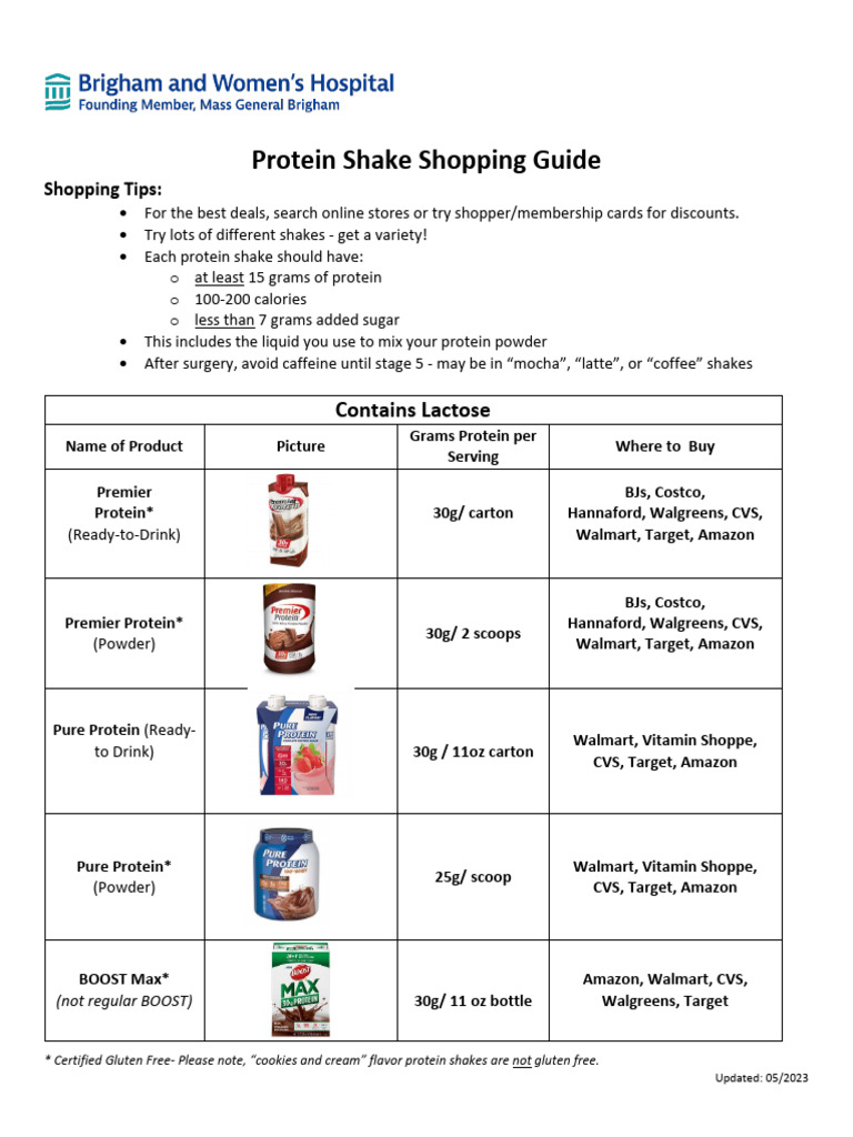 Protein Shake Shopping Guide | PDF | Walmart | Target Corporation