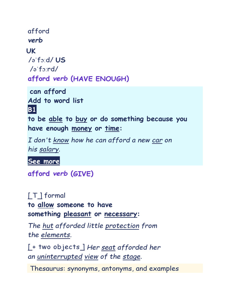 Afford Use and Examples | PDF | Economies