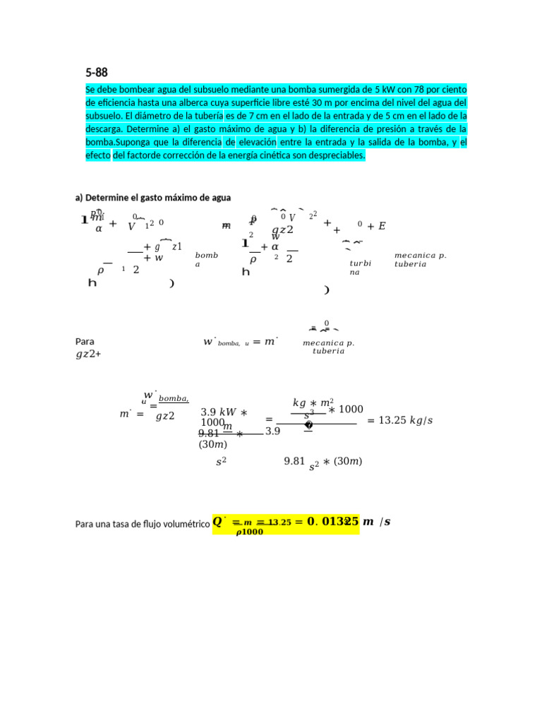 Ejercicios T2 (10 Ejercicios) | PDF | Bomba | Mecánica