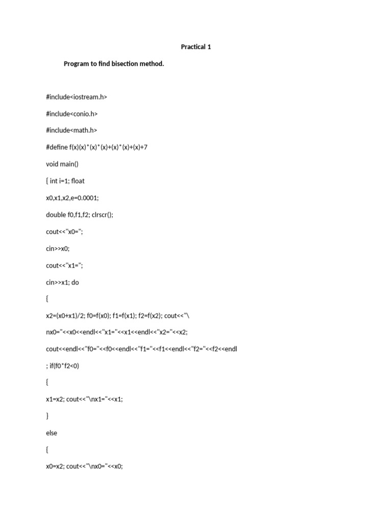 Bisection, Secant & Newton Methods Code | PDF