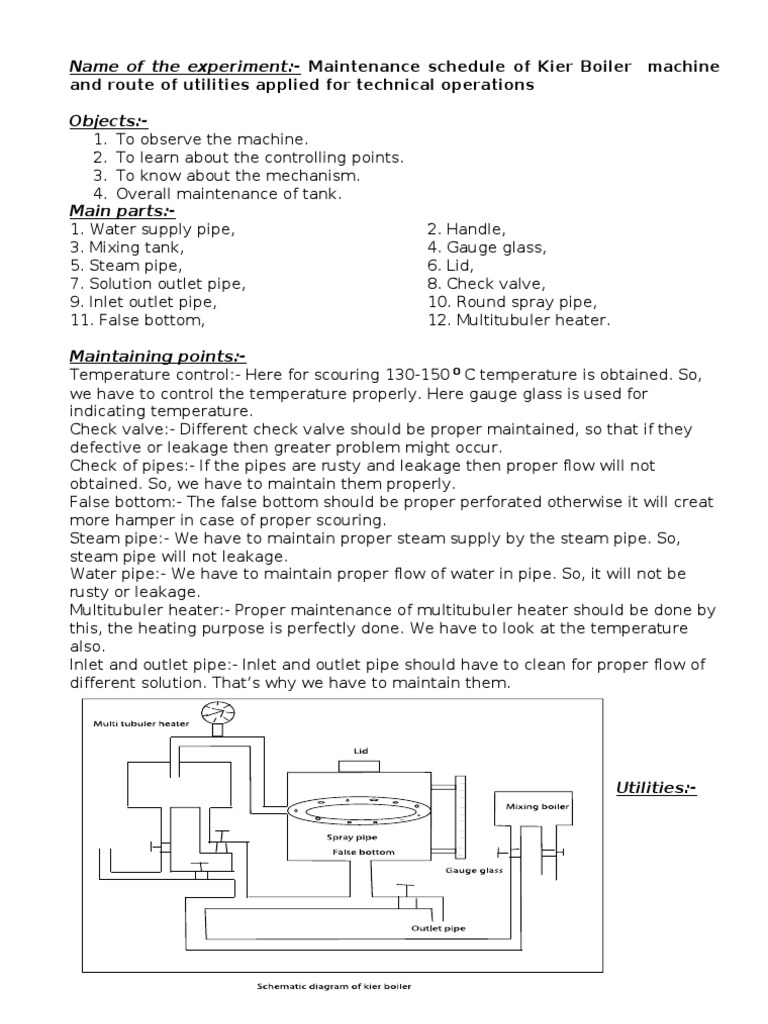 Maintaining Kier Boiler Machine | PDF