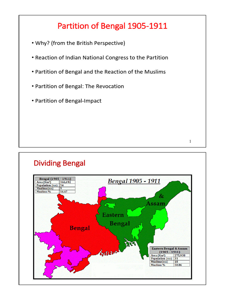 Bengal Partition 1905-1911 Overview | PDF | Partition Of India | Bengal