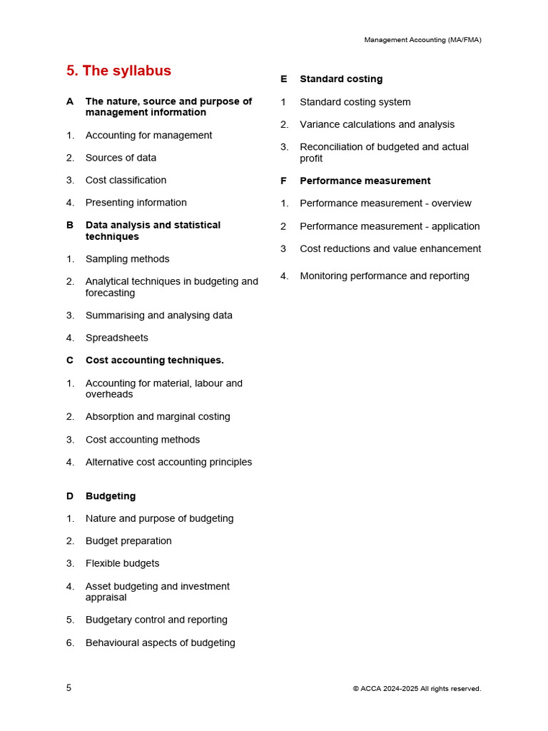 ACCA Management Accounting Syllabus | PDF | Internal Rate Of Return ...