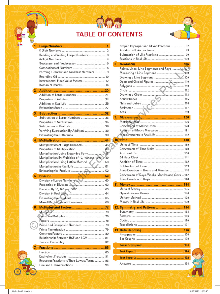 Maths Ace Grade 4 Curriculum Overview | PDF | Area | Numbers