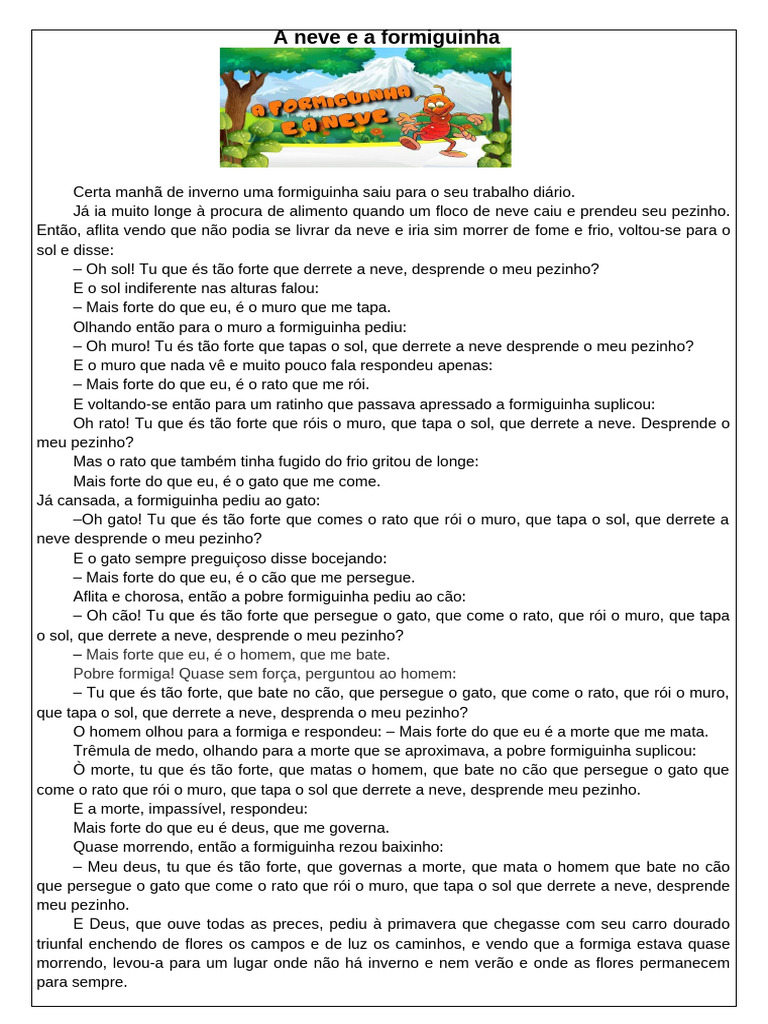A Neve e A Formiguinha Cartaz | PDF