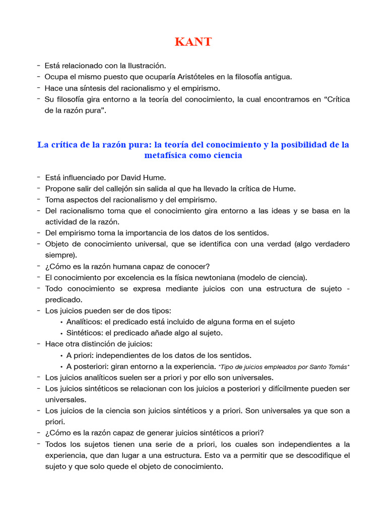Kant | PDF | A priori y a posteriori | Immanuel Kant