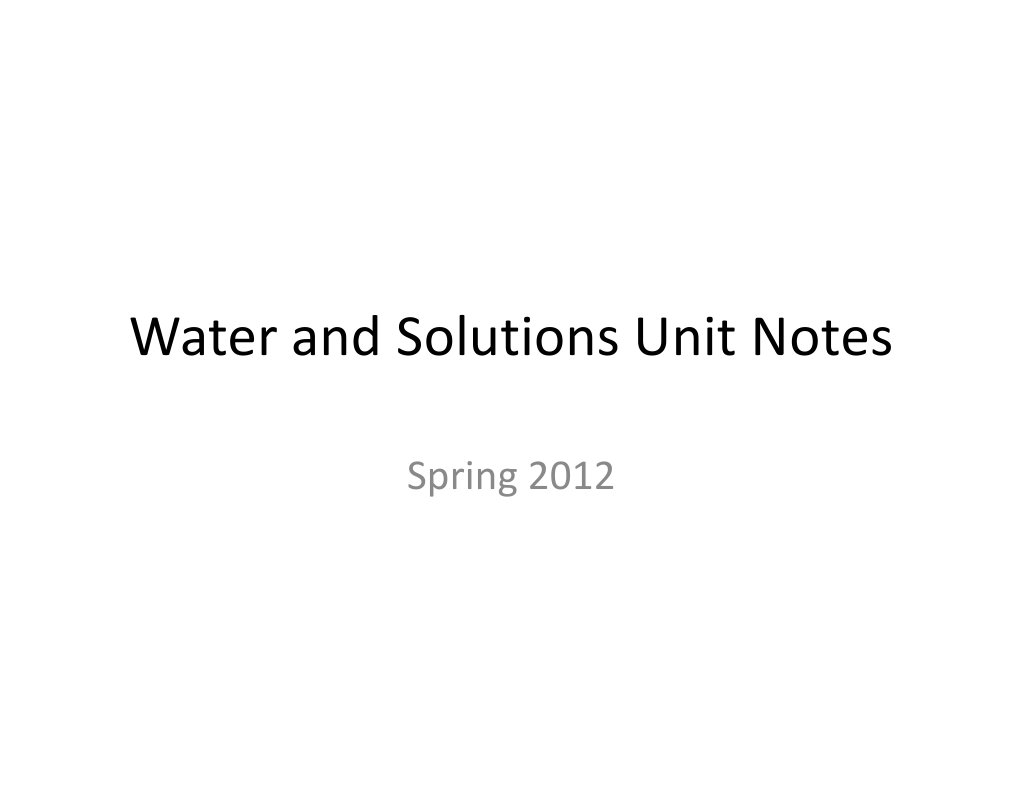 Water and Solutions Unit - Notes Packet - SP 2012 | PDF | Solution ...