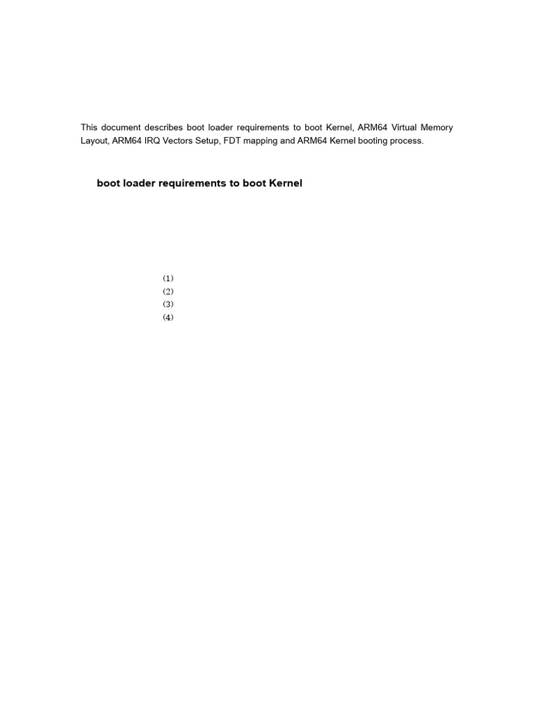 ARM64 Kernel Boot Guide | PDF | Booting | Kernel (Operating System)