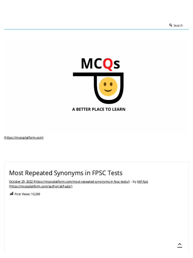 1 Synonyms and Antonyms For All Competitive Exam | PDF | Multiple Choice