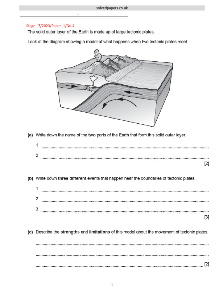 Tectonic Plate Questions | PDF