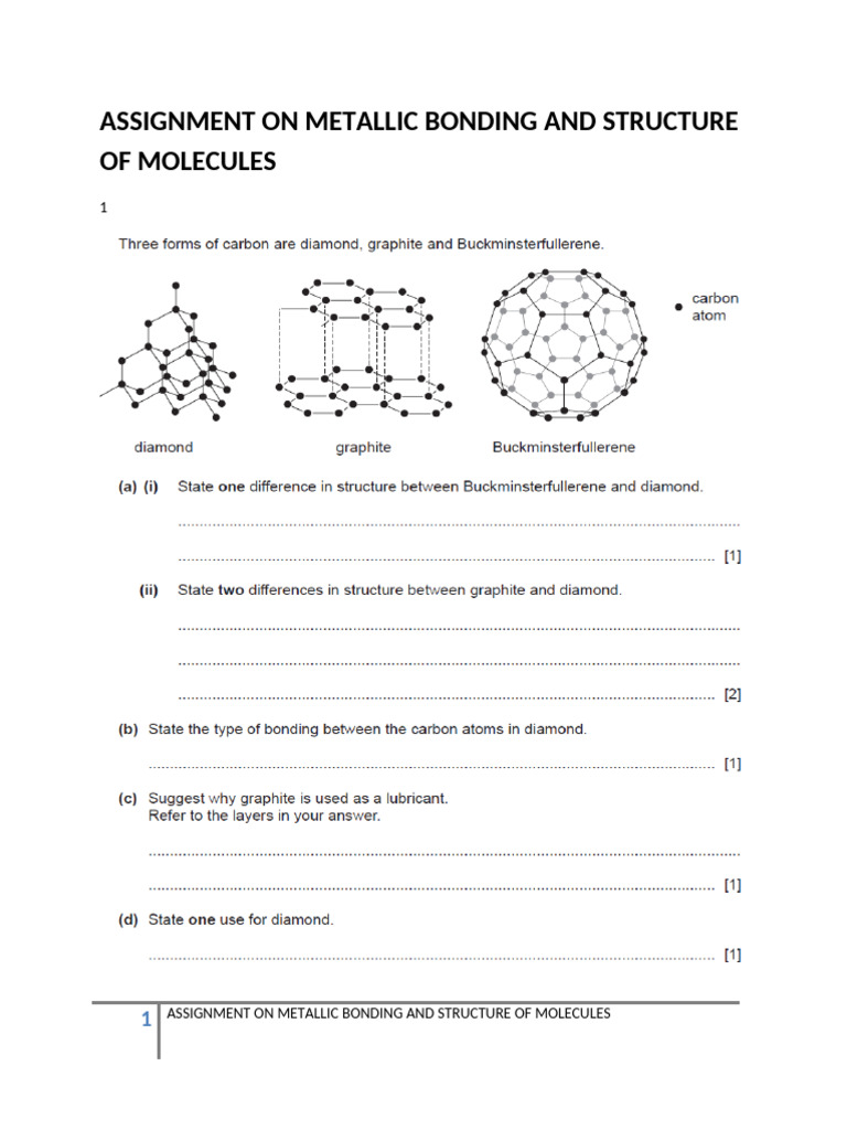 Assignment On Metallic Bonding and Structure of Molecules | PDF ...