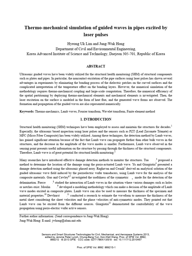 Thermo-Mechanical Simulation of Guided Waves in Pipes Excited by Laser ...
