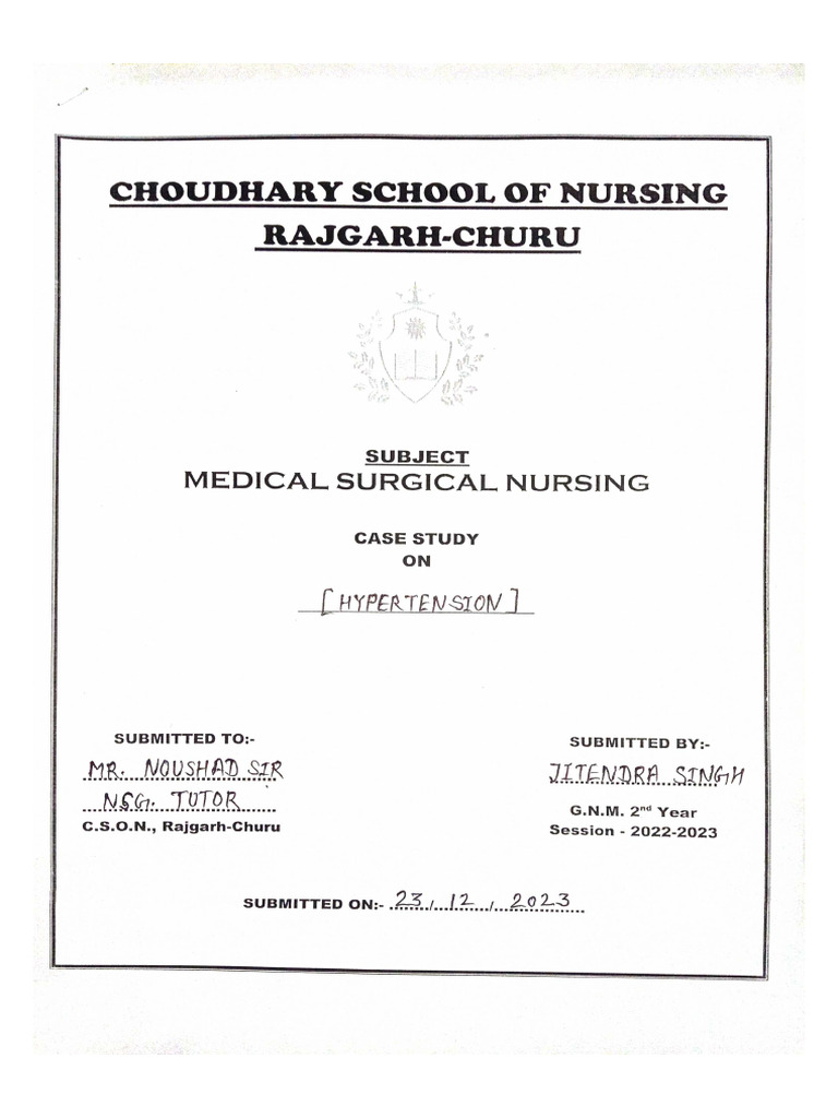 Case Study On Hypertension | PDF