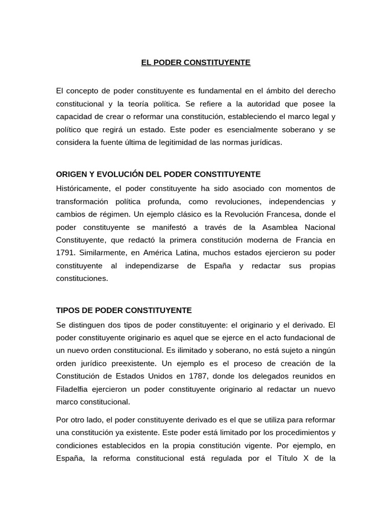 El Poder Constituyente | PDF | Constitución | Ciencias Políticas