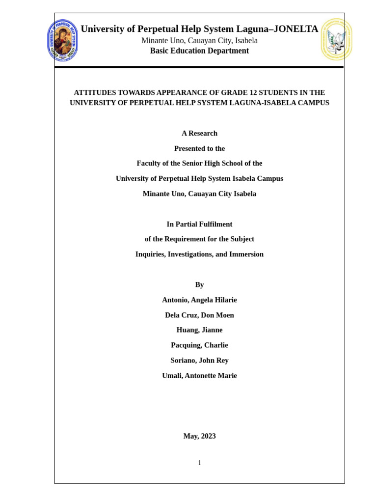 Final Manuscript 3 | PDF | Attitude (Psychology) | Body Image