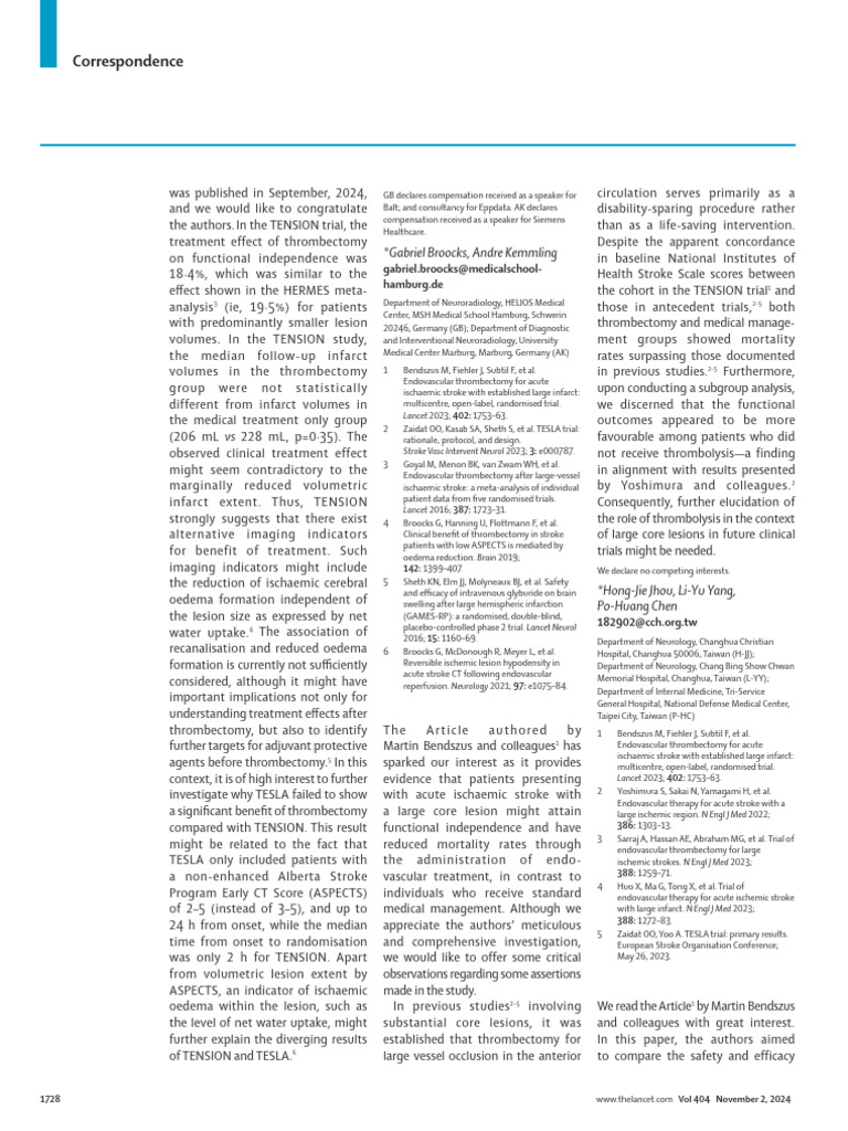 Endovascular Thrombectomy For Acute Ischaemic Stro | PDF | Stroke ...