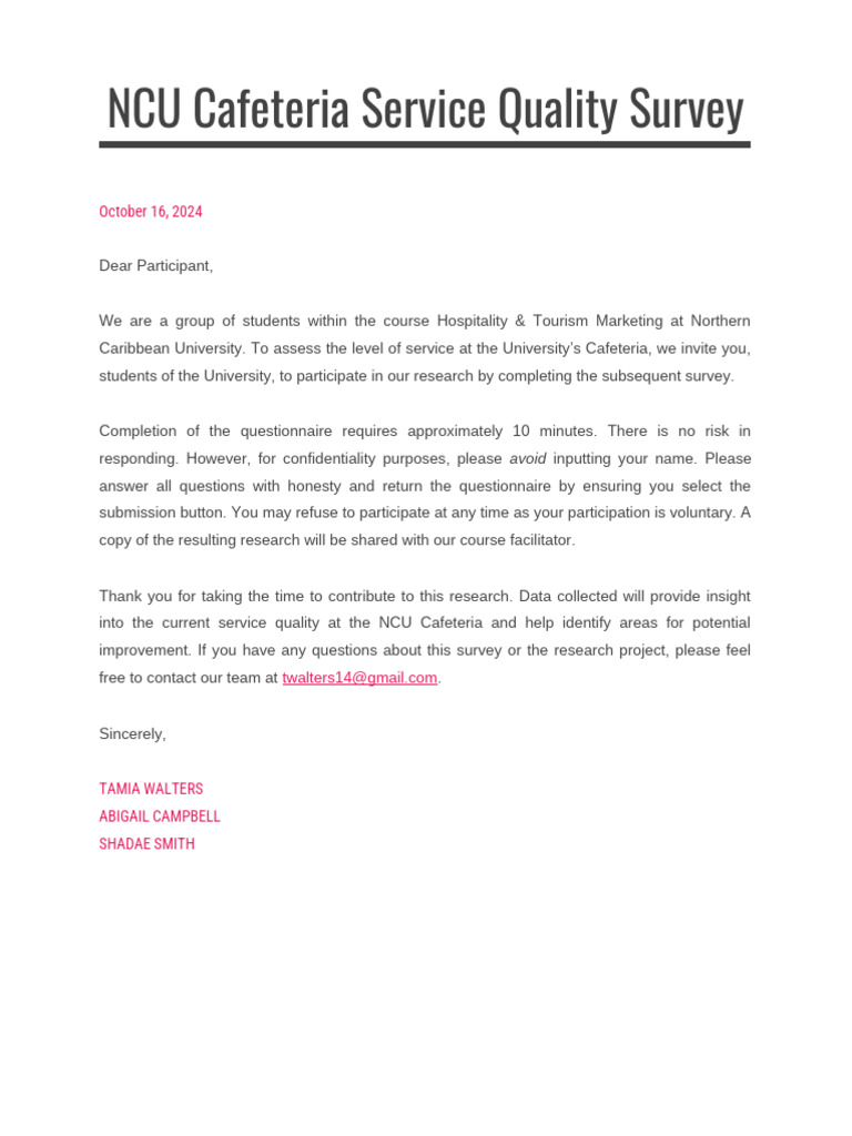 Survey Cover Letter | PDF